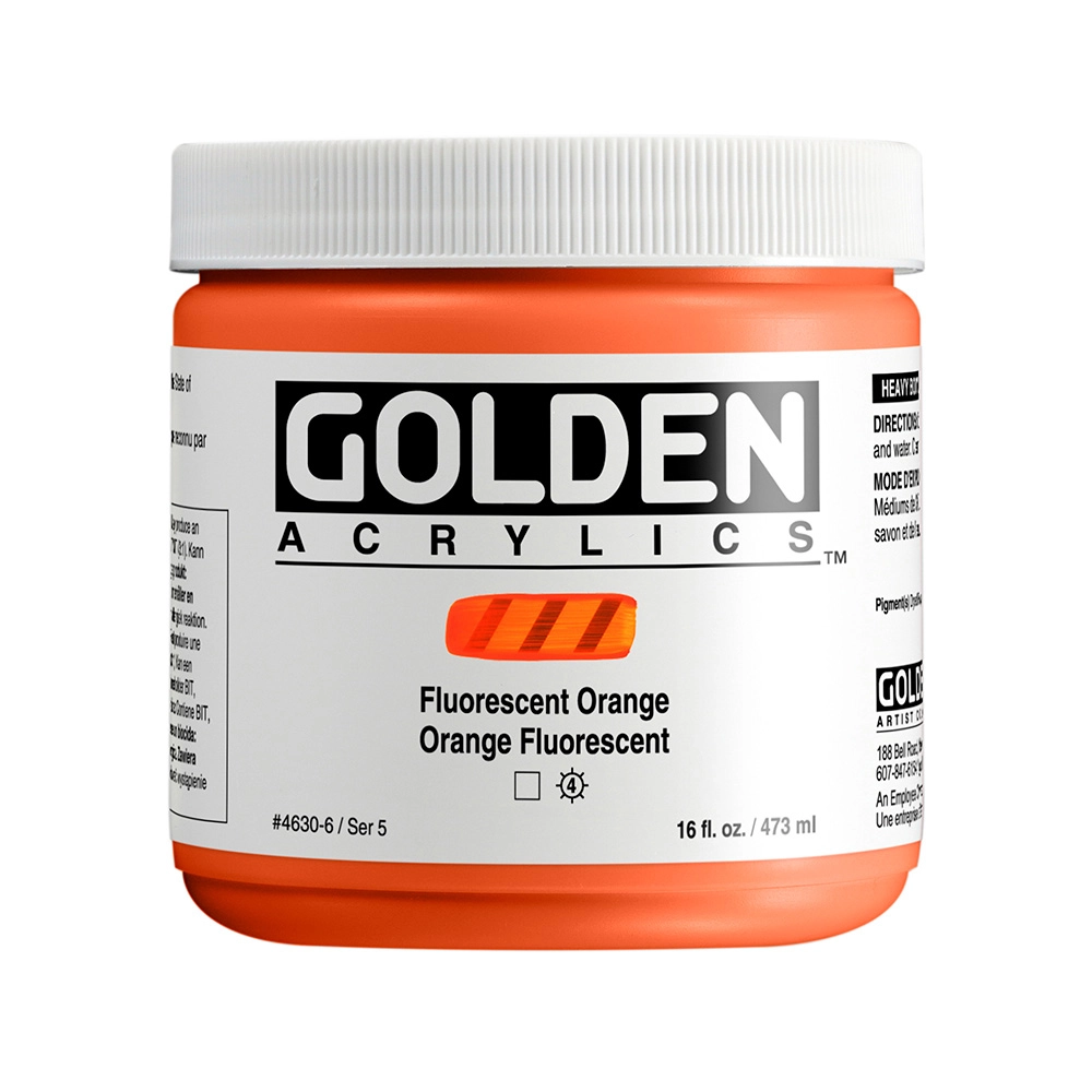 Heavy Body Acrylic Color - Fluorescent Orange | Golden Artist Colors
