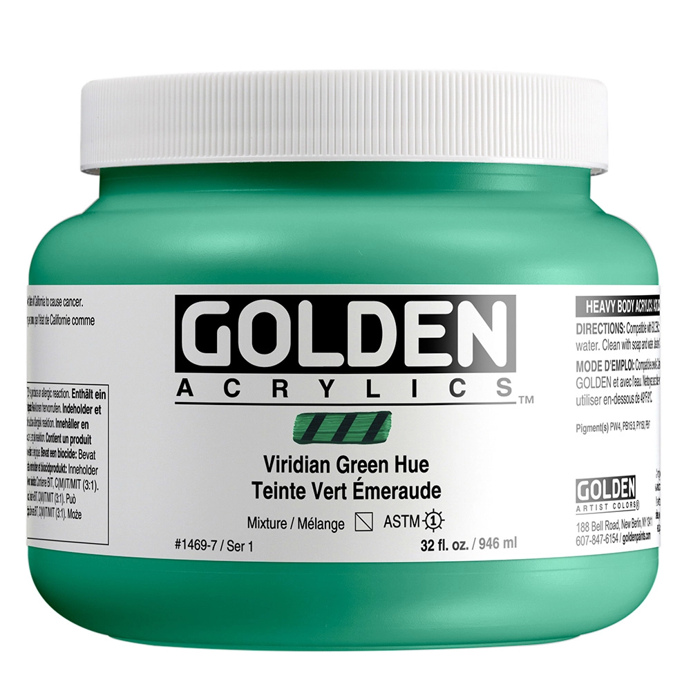 Heavy Body Acrylic Color - Viridian Green Hue | Golden Artist Colors