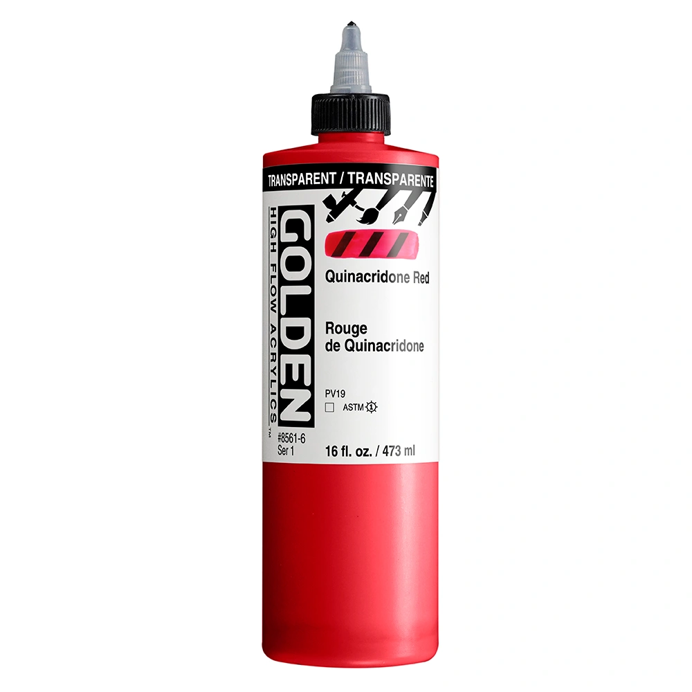 High Flow Acrylic Color - Transparent Quinacridone Red | Golden Artist ...