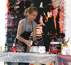 Artist Sarah Dineen exploring materials in her Artist Residence Studio