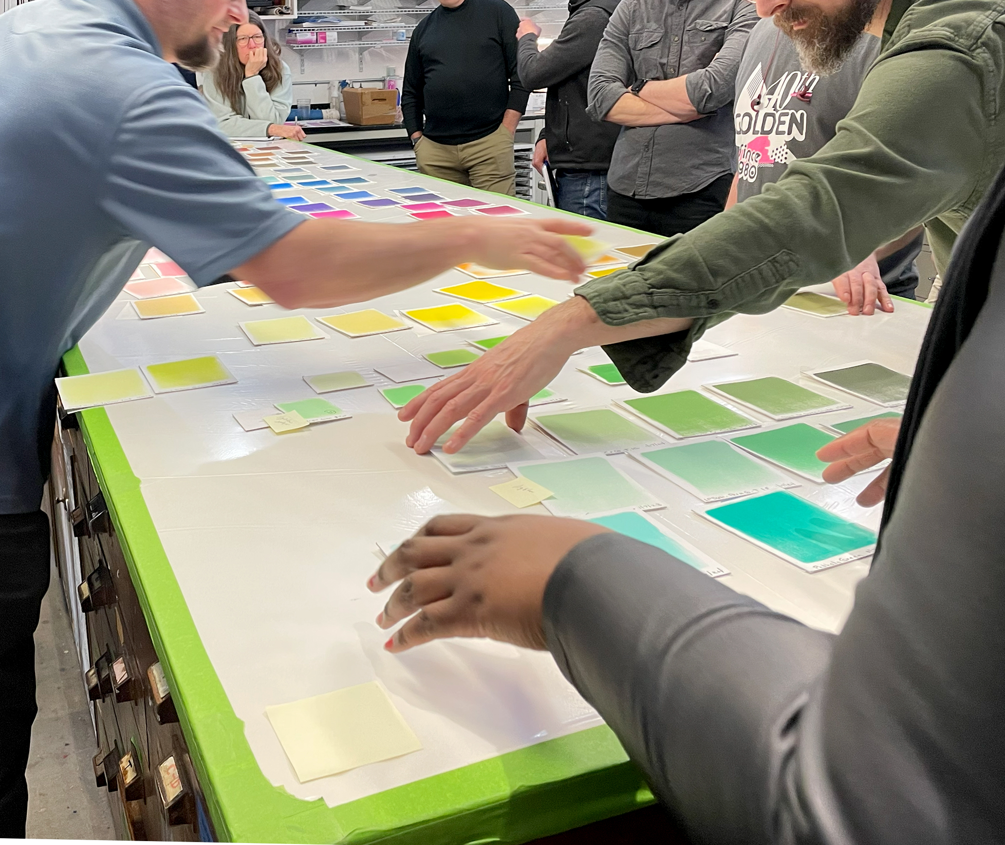 Here are some images of our team selecting these new colors!